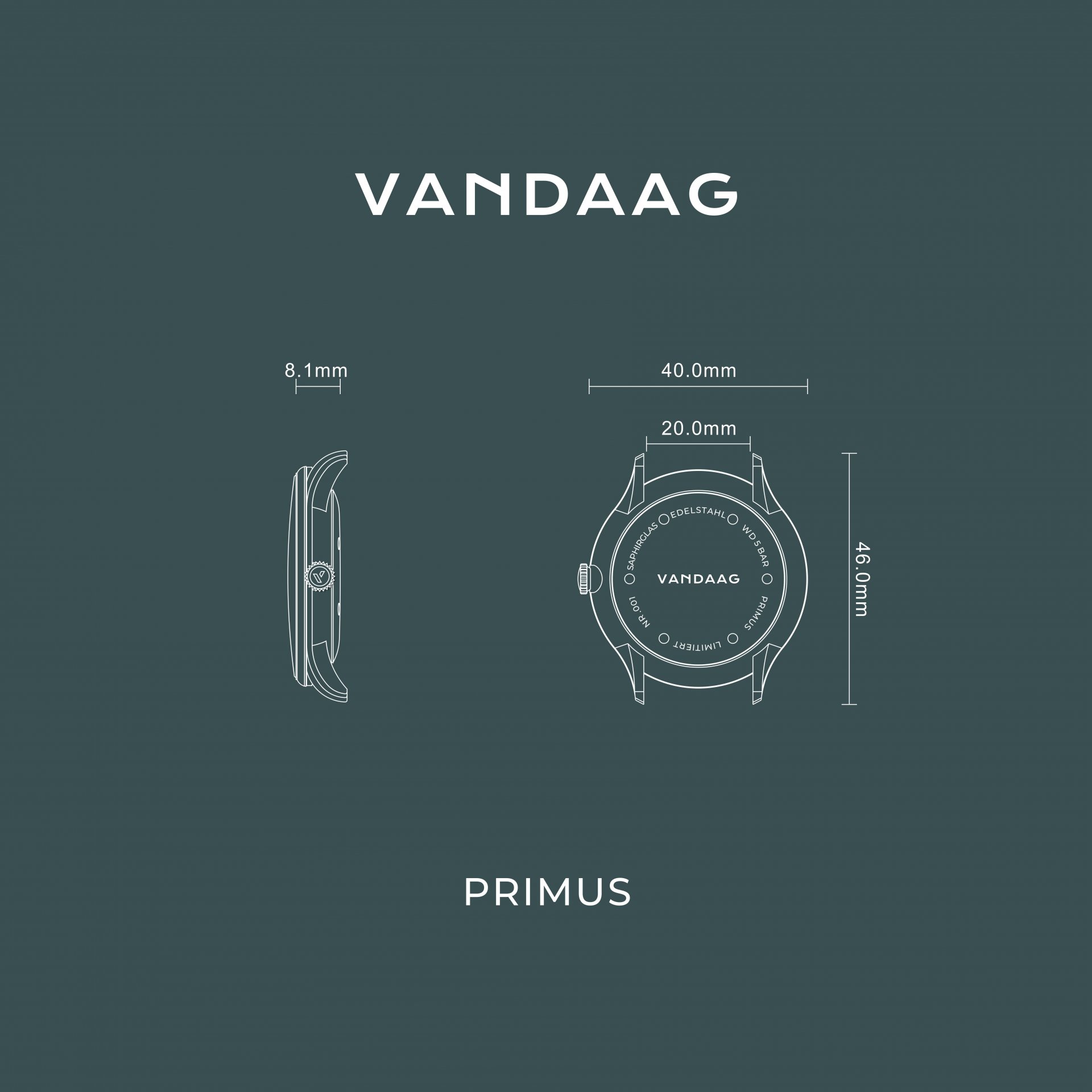 Primus - Retro-Uhr in Gold mit silbernem Blatt | VANDAAG